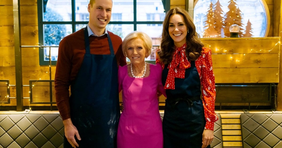 Cheffen in kerststijl met prins William, prinses Catherine en Mary Berry